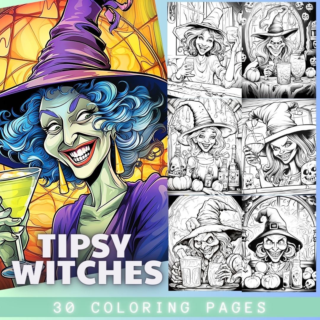 Witches Coloring Book | Halloween Coloring Pages | Fantasy Coloring ...