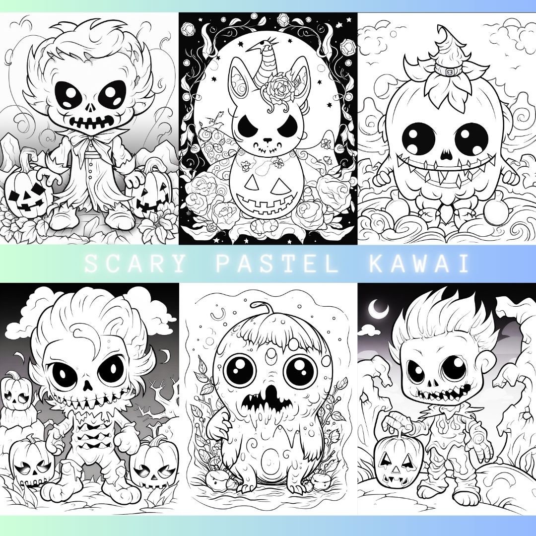 Scary Pastel Kawaii Coloring Pages | Cute and Bold Coloring Book ...