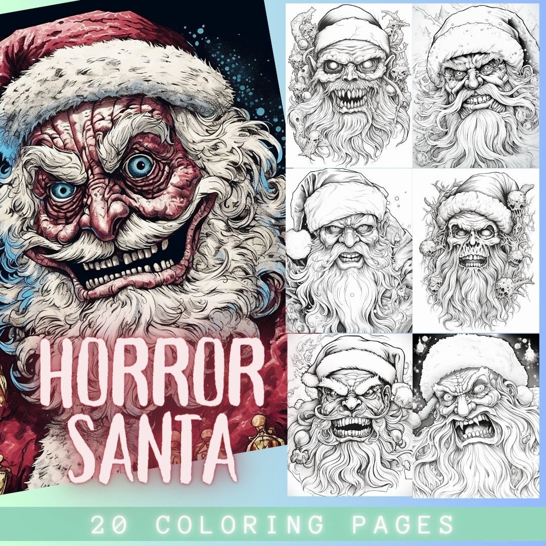Horror Santa Coloring Pages | Horror Coloring Book | Stress Relief ...