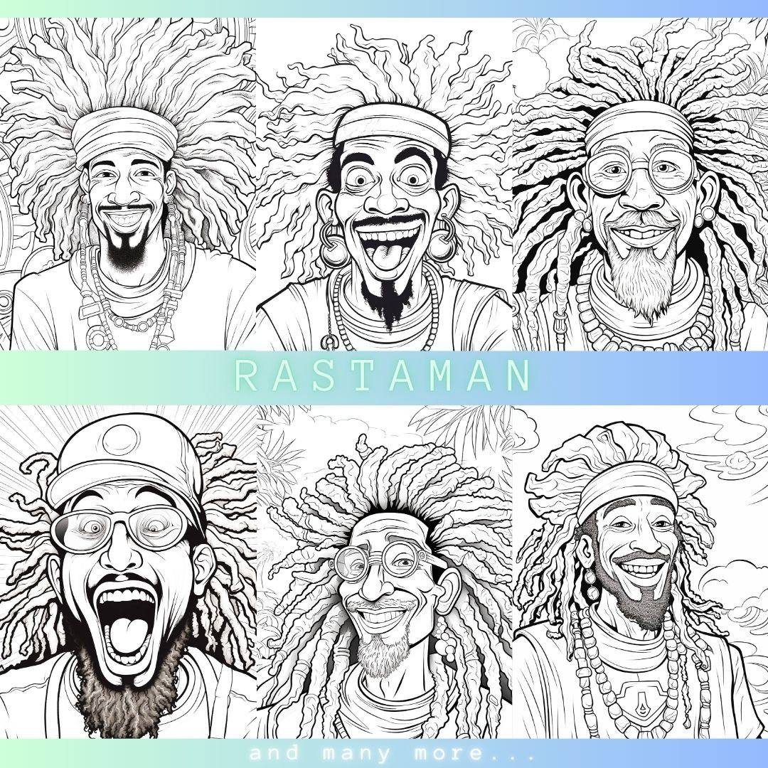 Funny Coloring Pages Rastaman Coloring Jamaican Trippy Stress Relief ...