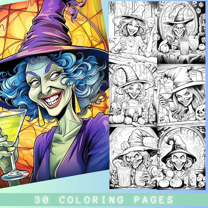Witches Coloring Book | Halloween Coloring Pages | Fantasy Coloring ...