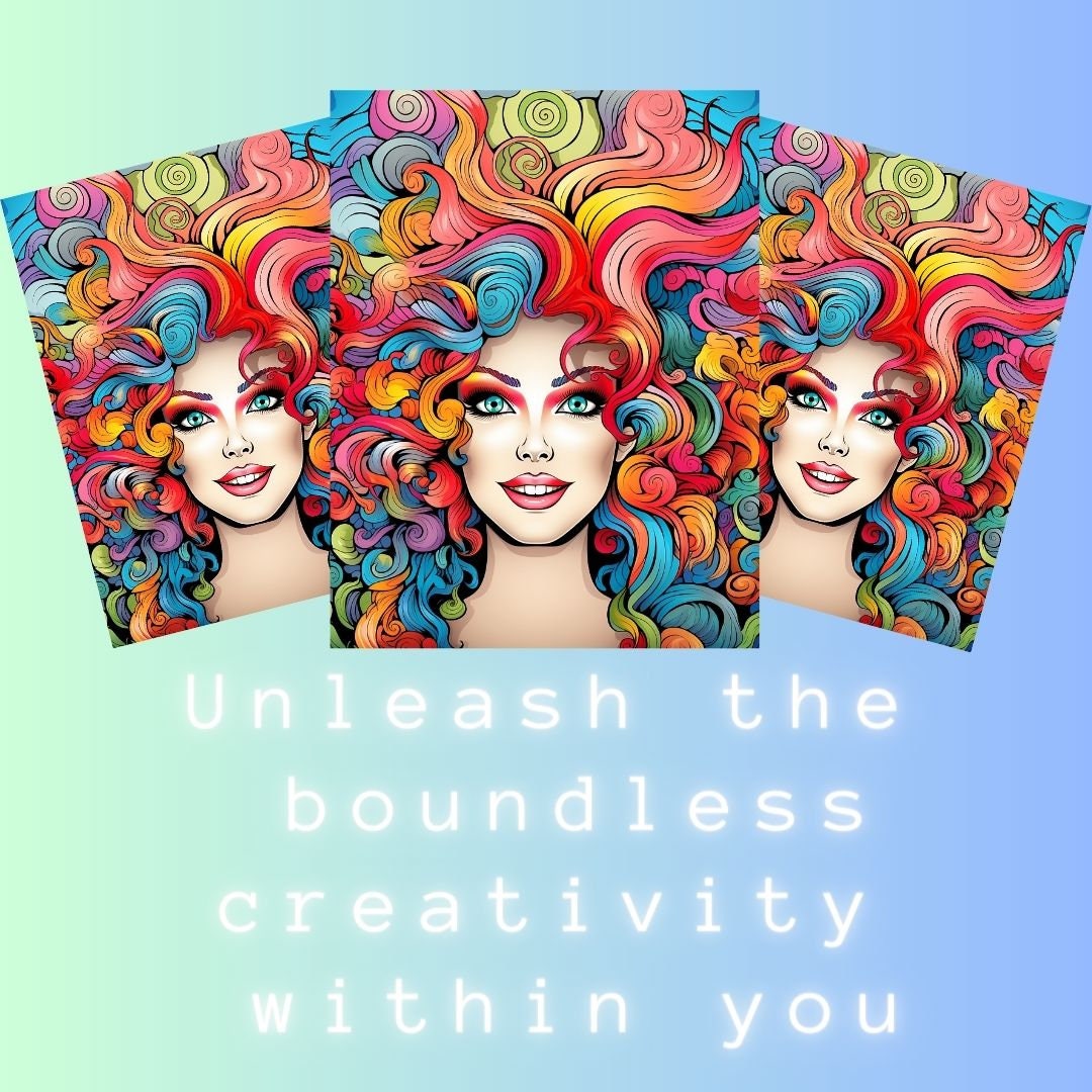 Crazy Hair Coloring Pages Funny Stress Relief Cute Coloring - Etsy