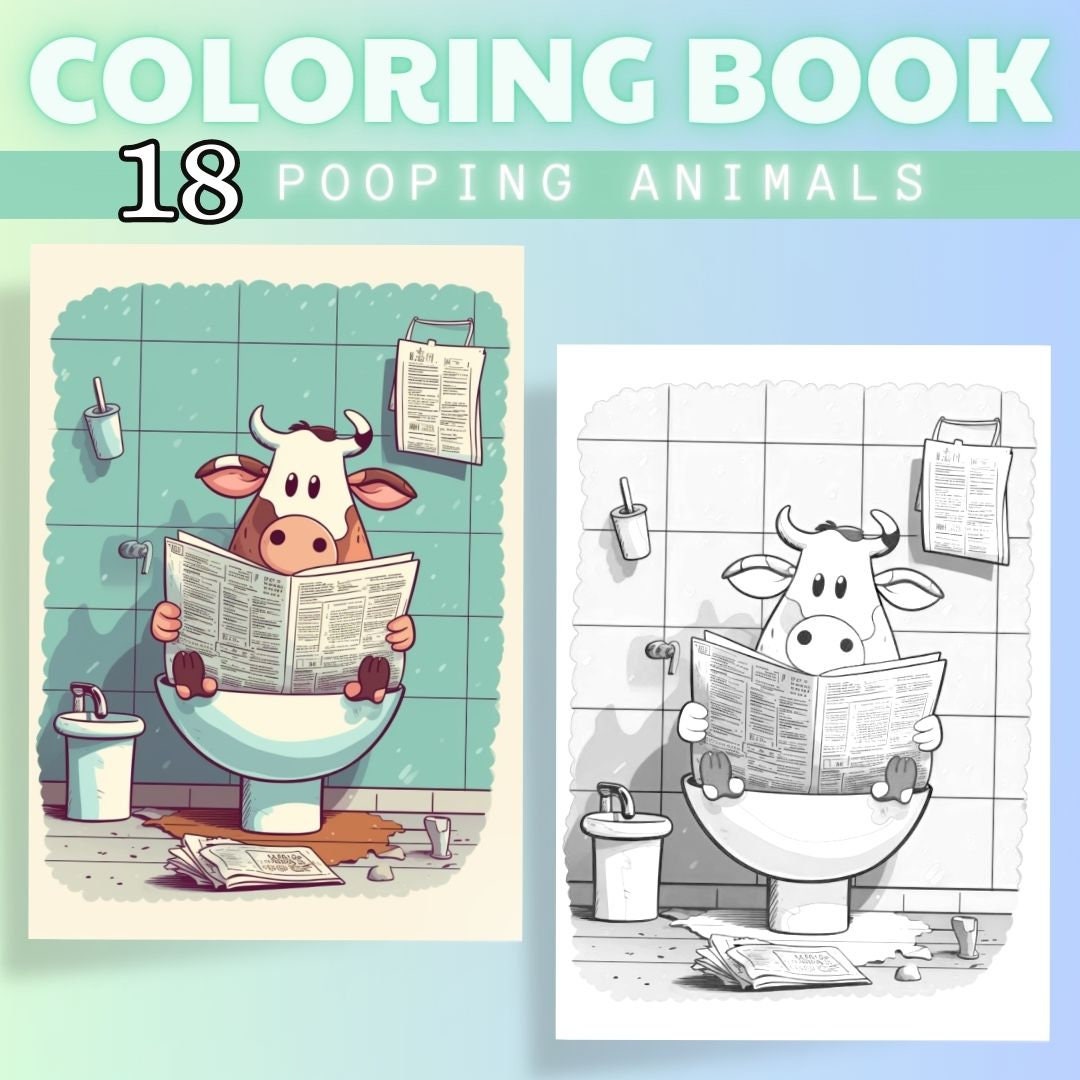 Pooping Animals Coloring Pages | Cute Coloring Book | Stress Relief ...