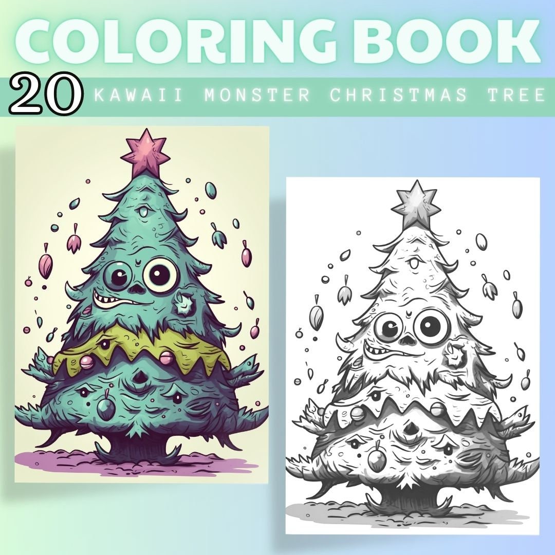 Kawaii Monster Christmas Tree Coloring Pages | Cute Coloring Book ...