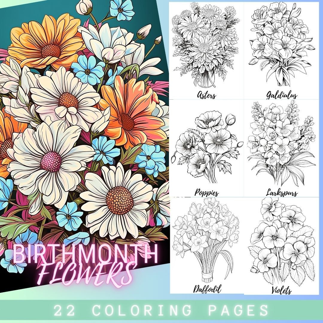 Coloring Book Flowers Birthmonth Flowers Coloring Pages Book Stress ...