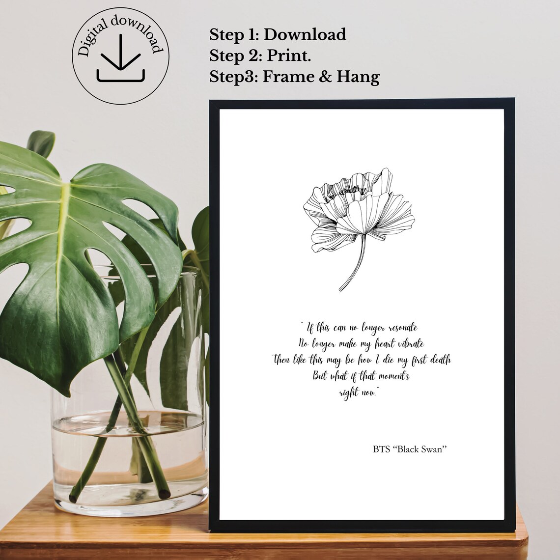 BTS Quotes Set of 6 Bundle Printable BTS Quotes Wall Art BTS Lyrics ...