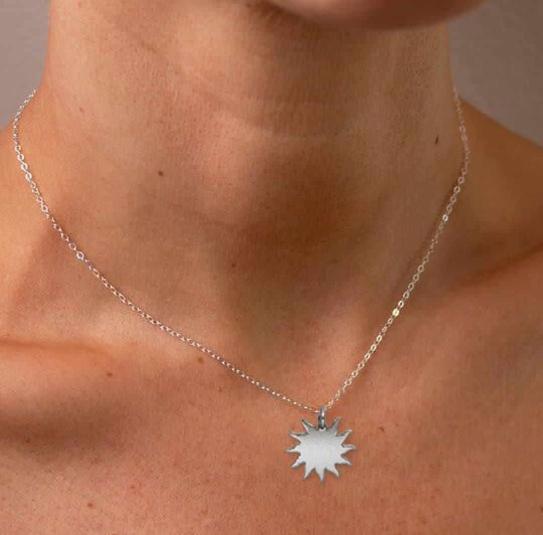 Sterling Silver/natural Silver Sun Pendant Necklace/sun Pendant ...