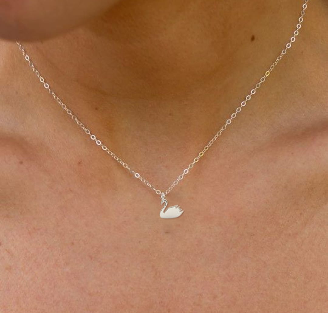 Natural Silver Swan Pendant Necklace Swan Necklace Swan Pendant Jewelry ...