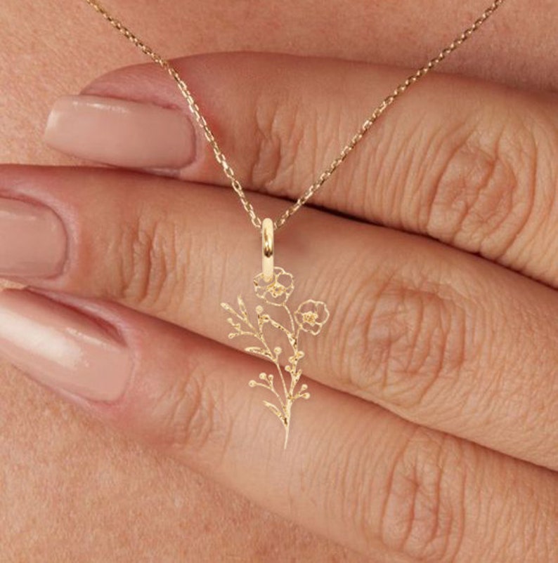 14k/18k/gold/white Gold Birth Flower Necklace February Primrose ...