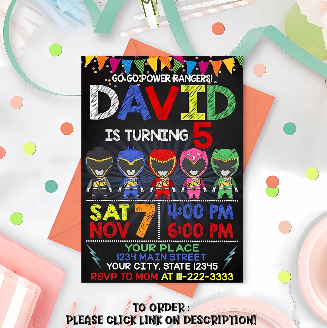 Personalize Power Rangers Birthday Invitation, Power Rangers Party ...