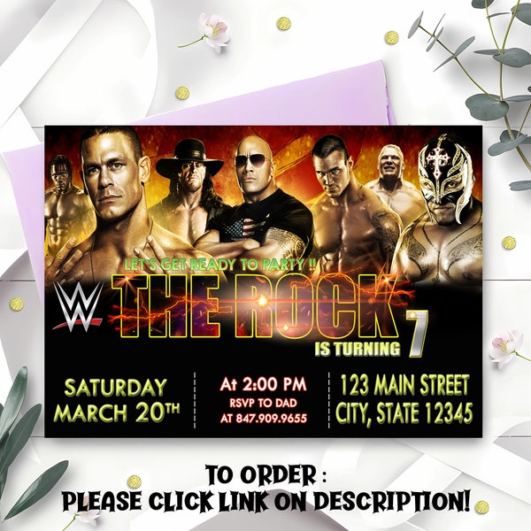 Wwe Birthday Invitations - Etsy
