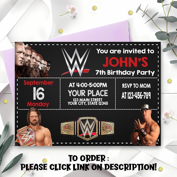 Wwe Birthday Invitations - Etsy