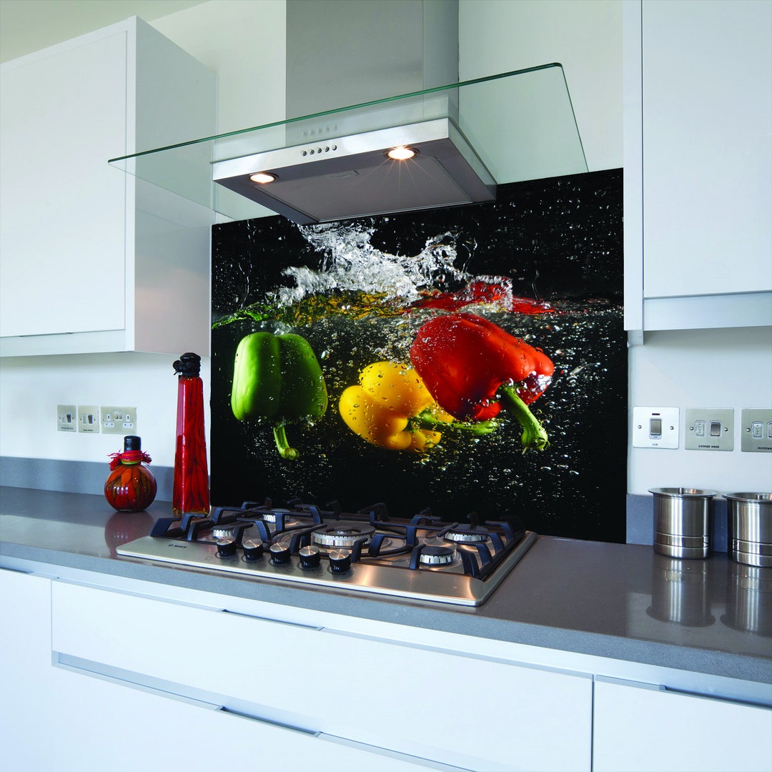 3 Peppers Glass Splashback for Kitchens Heat Resistant Toughened Glass ...