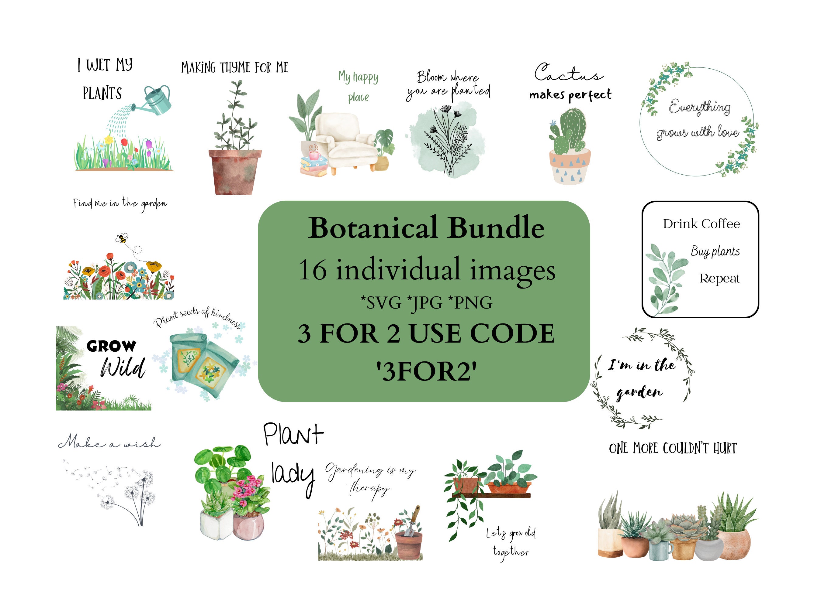 Botanical Svg/clipart Bundle, Plant Clipart Bundle all Store Items Are ...