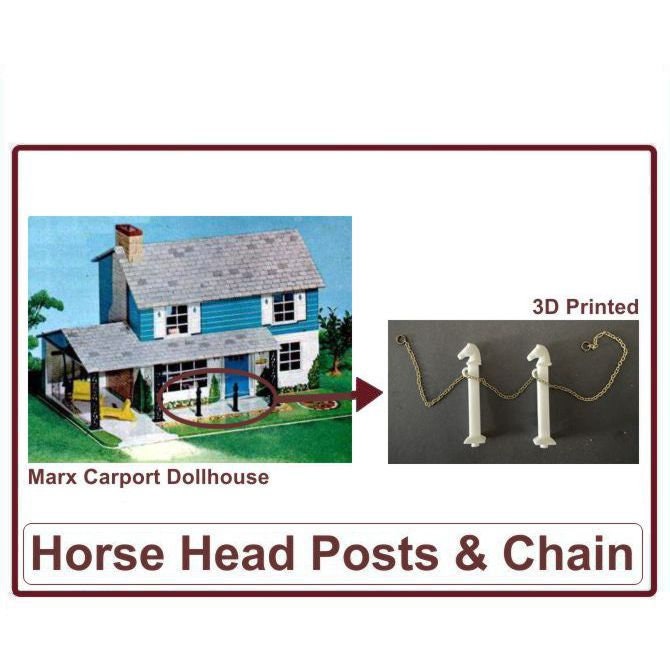 Marx Carport Dollhouse: Horse Head Posts and Chain
