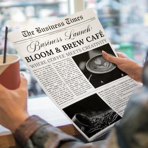 Personalized Business Newspaper Template | New Business Announcement ...