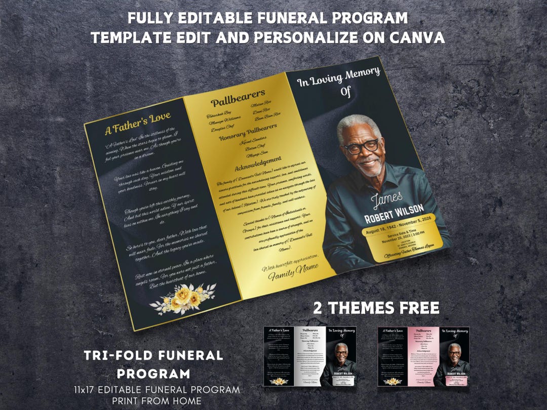Magazine Style Obituary Program Template for Men/women , Obituary for ...