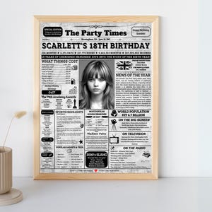 Back in 2007 UK Poster , 18th Birthday Newspaper Poster , 18th Birthday ...