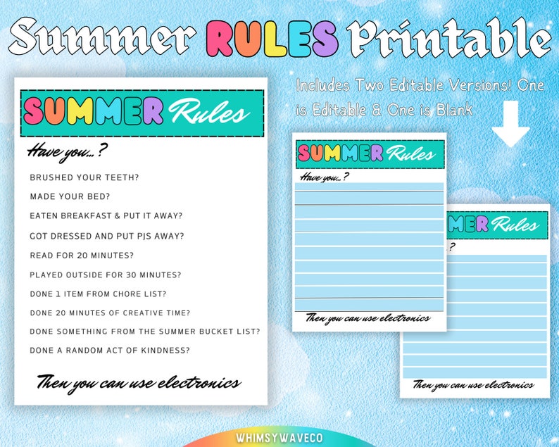 Printable Editable SUMMER 2024 Planner Bundle Summer Calendar Summer ...