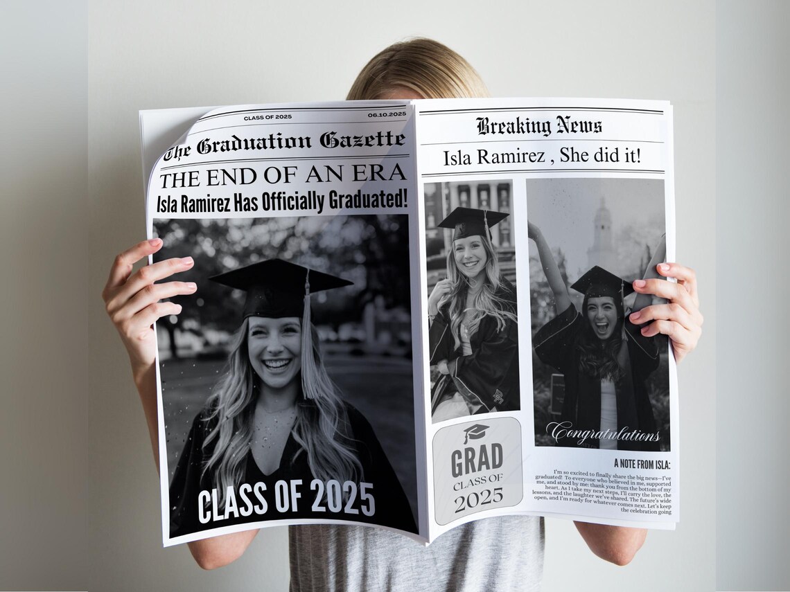 Editable Graduation Newspaper Template | Senior Newspaper Graduation ...