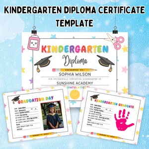 Editable Kindergarten Diploma, Kindergarten Graduation Certificate ...