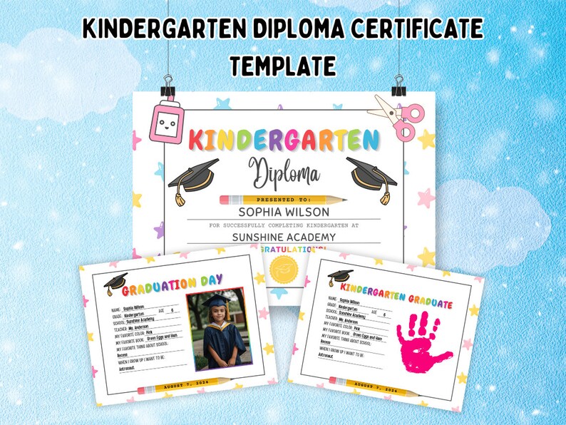 Editable Kindergarten Diploma, Kindergarten Graduation Certificate ...