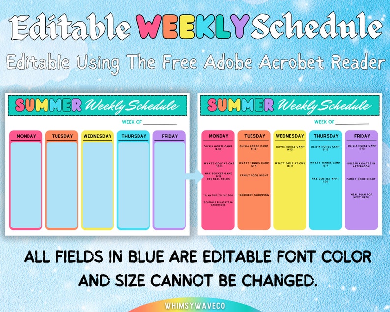 Printable Editable SUMMER 2024 Planner Bundle Summer Calendar Summer ...