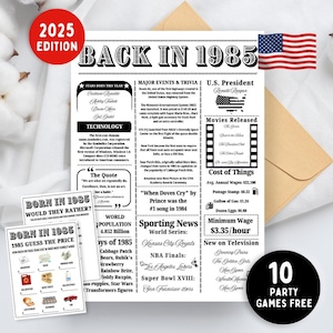 1985 40th Birthday Sign | Back in 1985 | Fun Facts 1985 | 1985 Trivia ...