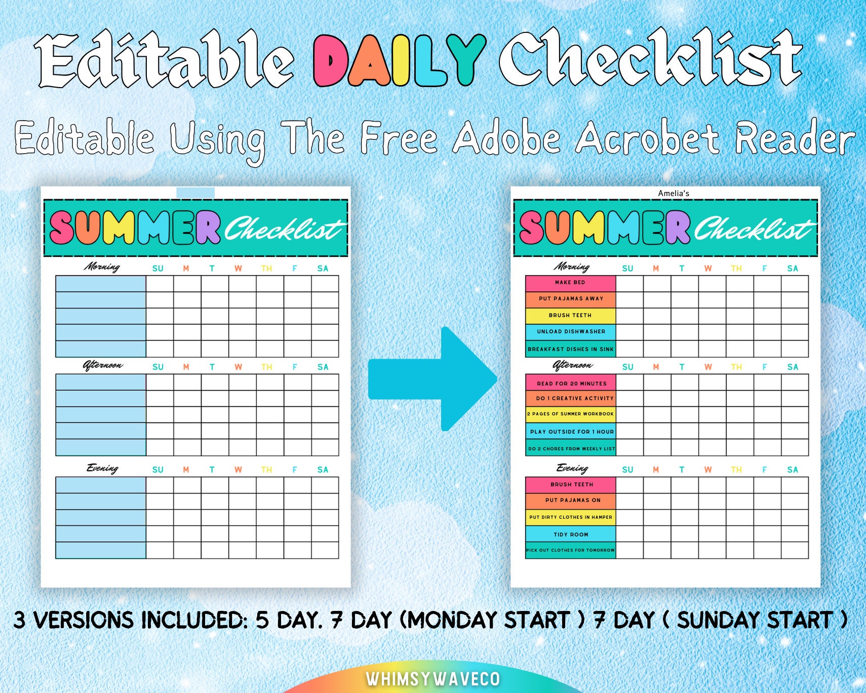 Printable Editable SUMMER 2024 Planner Bundle Summer Calendar Summer ...