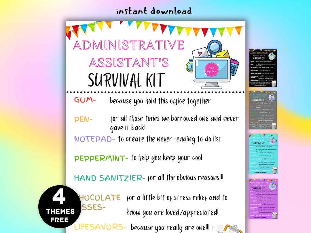 Administrative Assistant Survival Kit Gift Tags, Office Staff Gifts ...