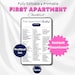 First Apartment Checklist Printable, Editable, Canva Template, Instant ...