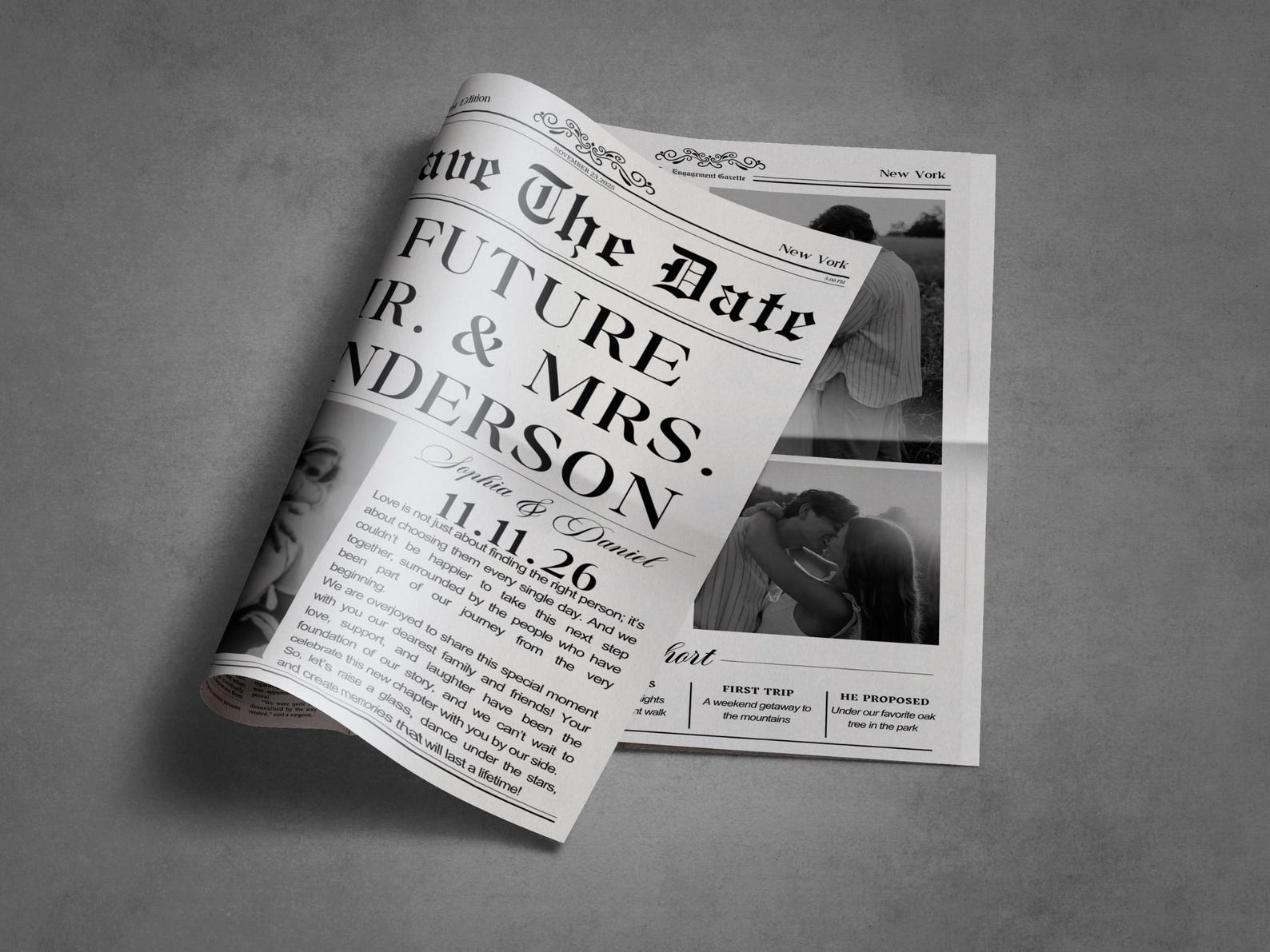 Editable Engagement Newspaper Announcement Template |wedding ...