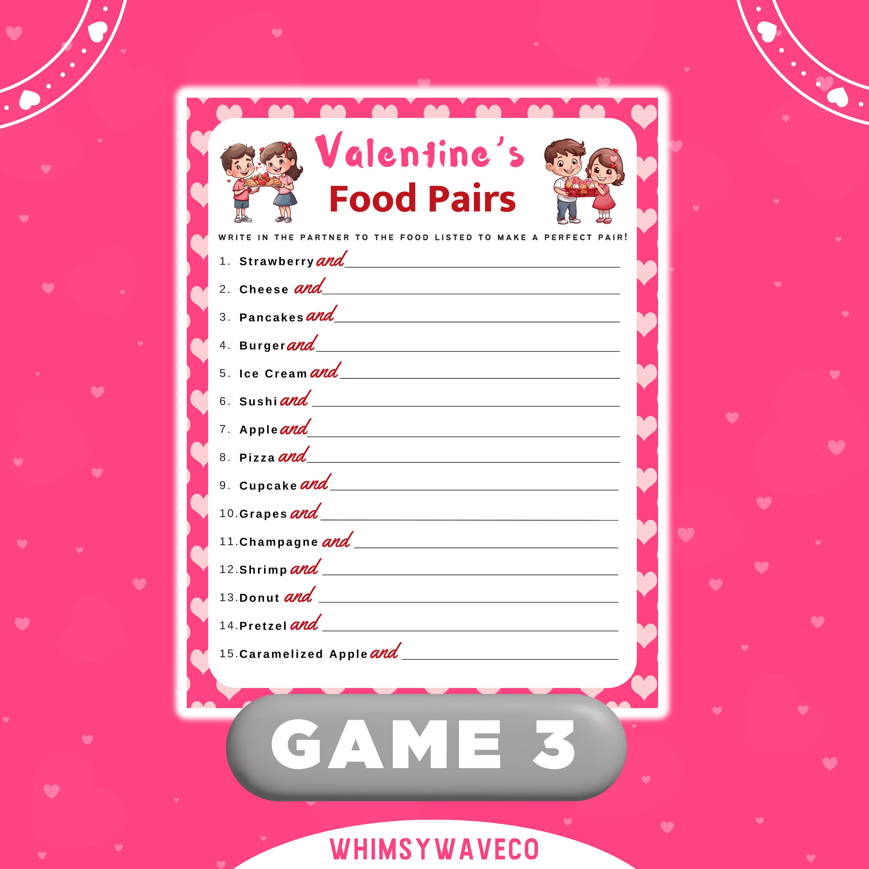 Valentine's Couples Game, Valentine's Day Game for Couples, Valentine's ...
