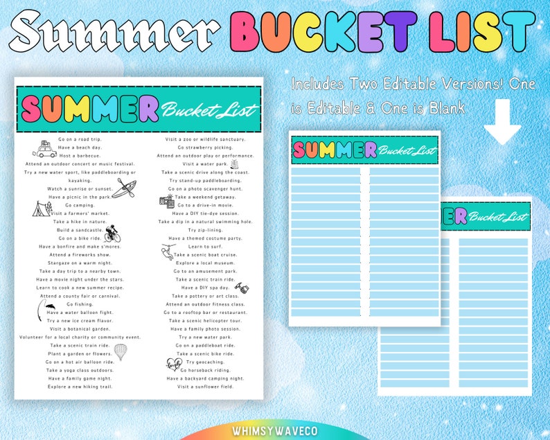 Printable Editable SUMMER 2024 Planner Bundle Summer Calendar Summer ...