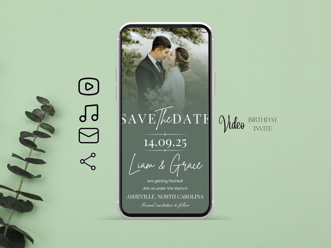 Minimal Save the Date E-invite With Photo, Electronic Digital Save the ...