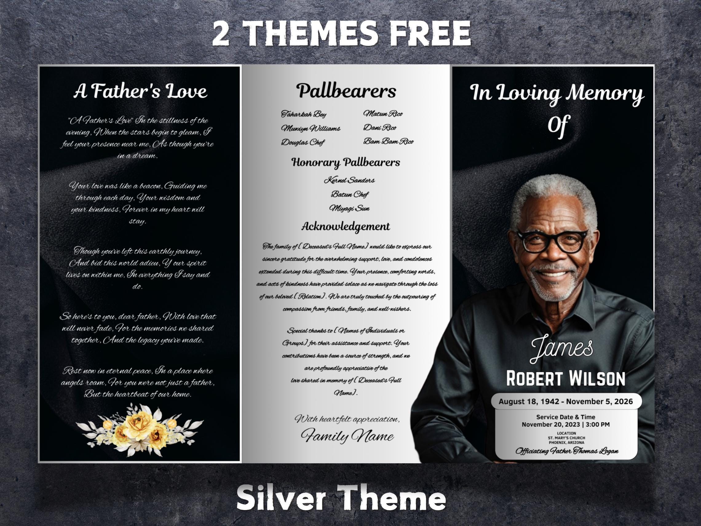 Magazine Style Obituary Program Template for Men/women , Obituary for ...