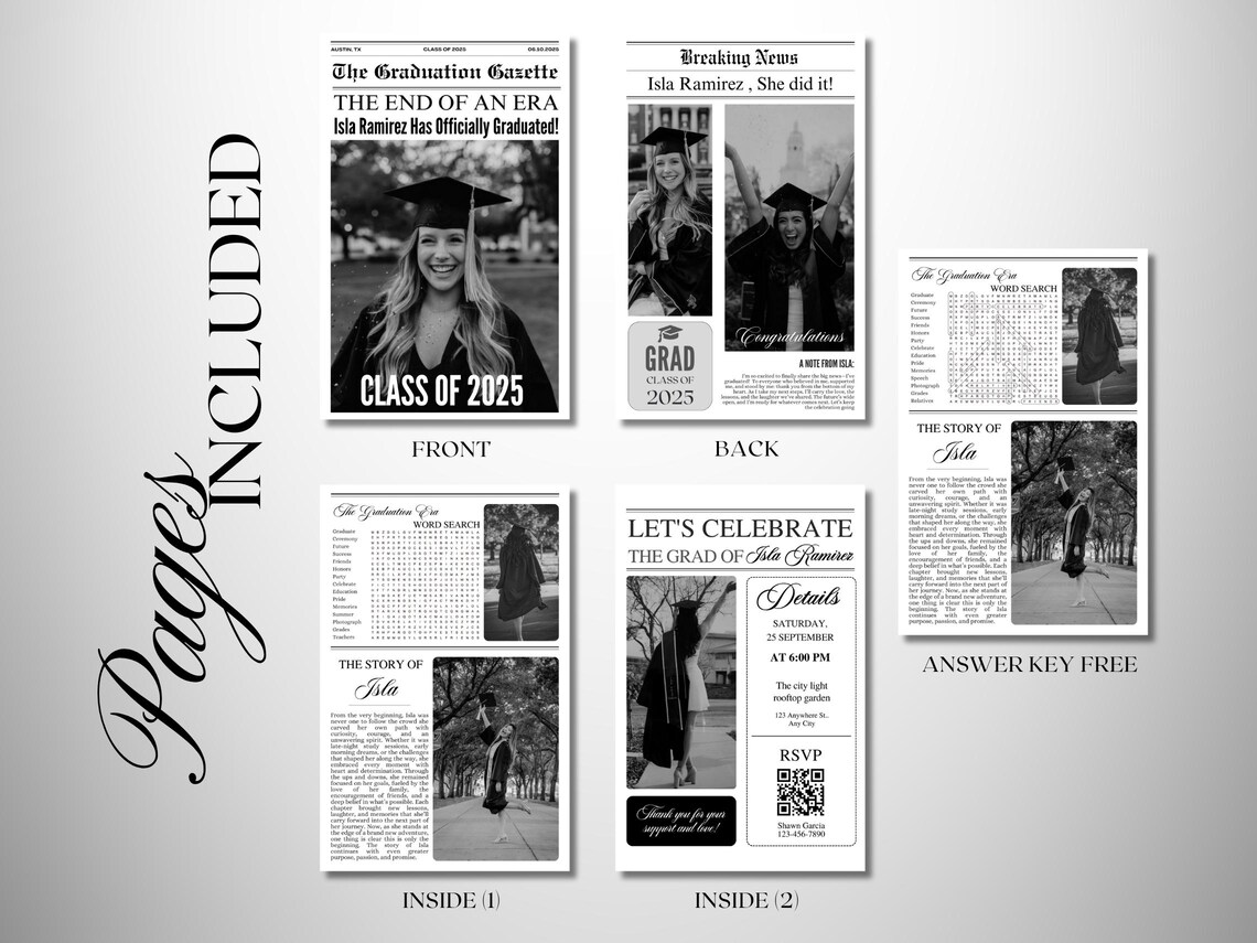 Editable Graduation Newspaper Template | Senior Newspaper Graduation ...