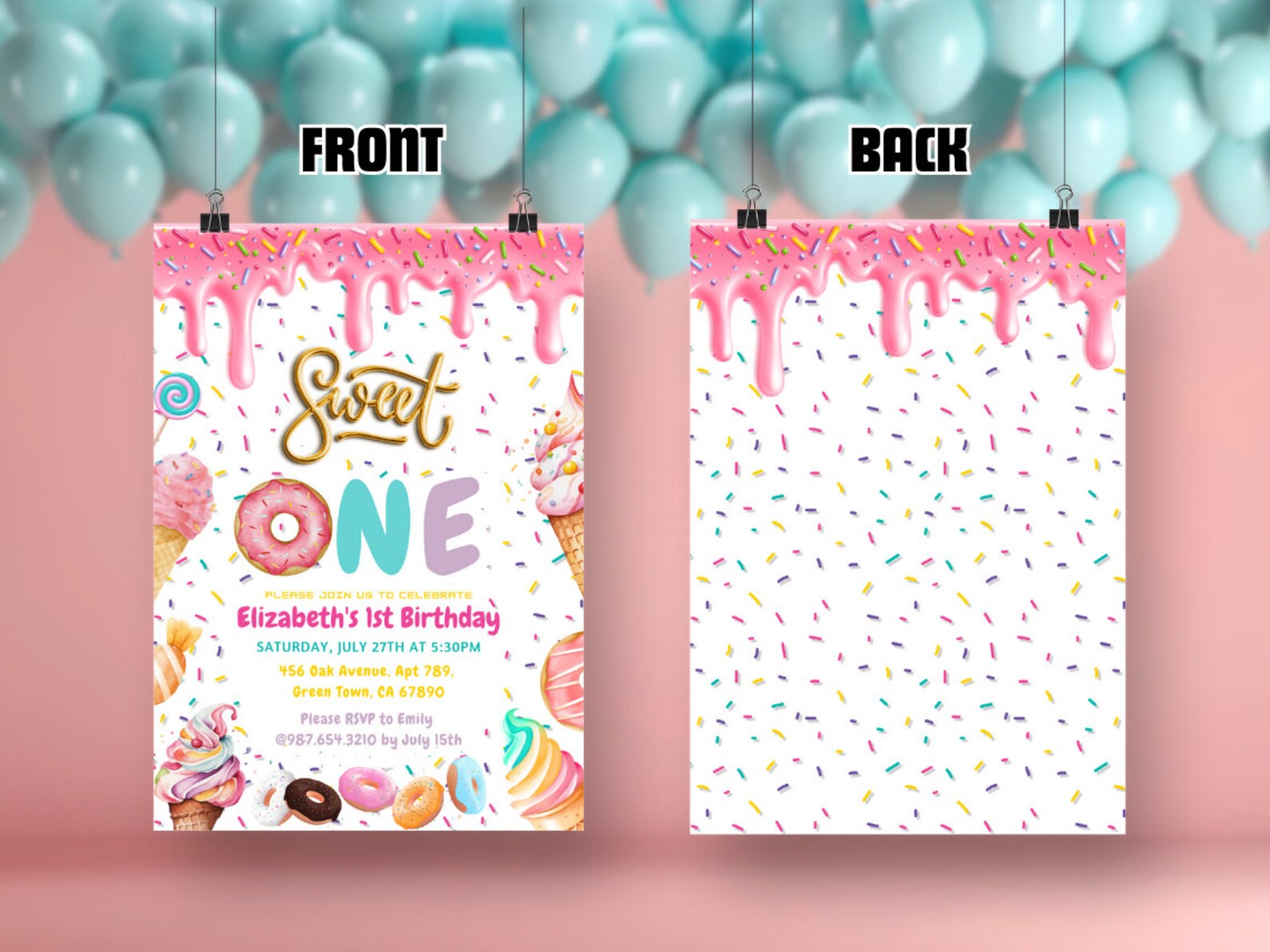 Sweet One Birthday Invitation, First Birthday Girl Invitation, Candy ...