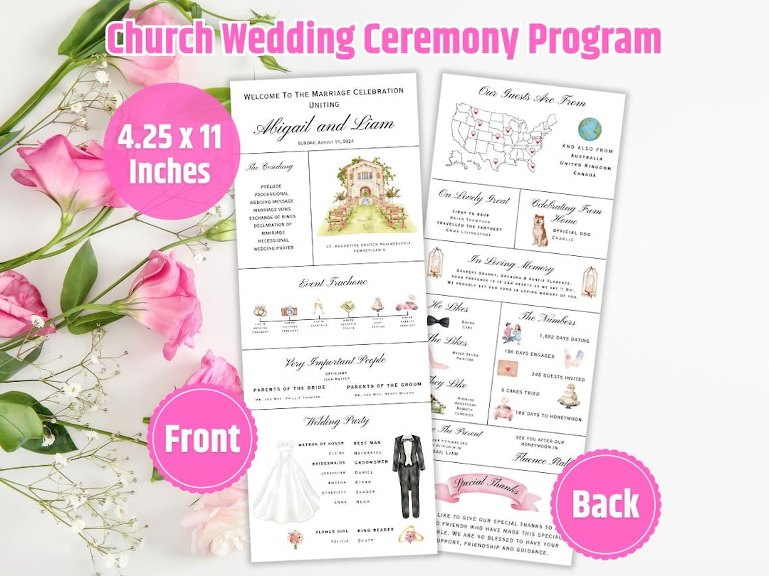 Infographic Church Wedding Program Template, Wedding Ceremony Day ...