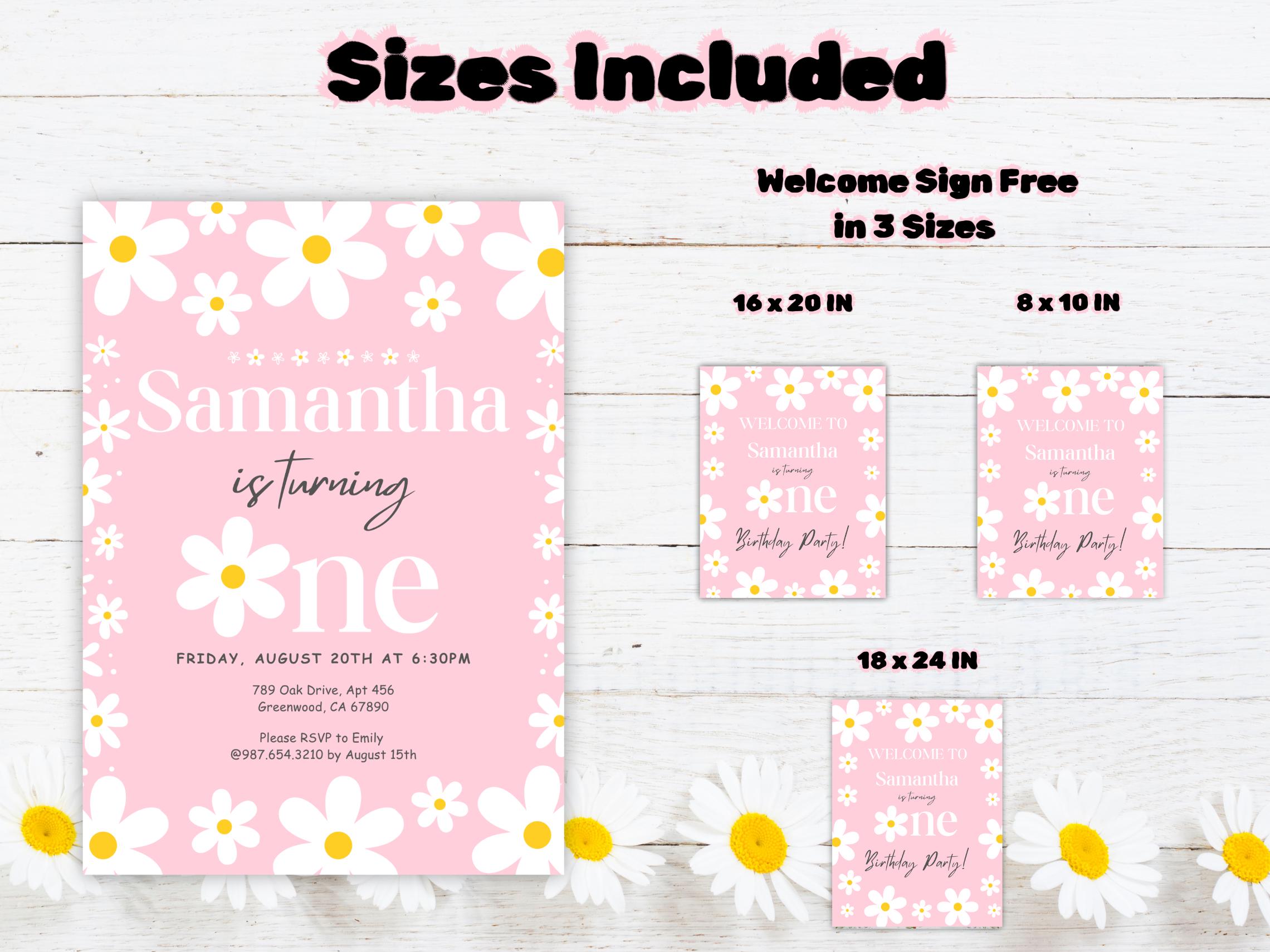 Daisy 1st Birthday Invitation, First Birthday Girl Invitation, Retro ...