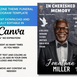 Magazine Style Funeral Program Template , Obituary for Man , Obituary ...
