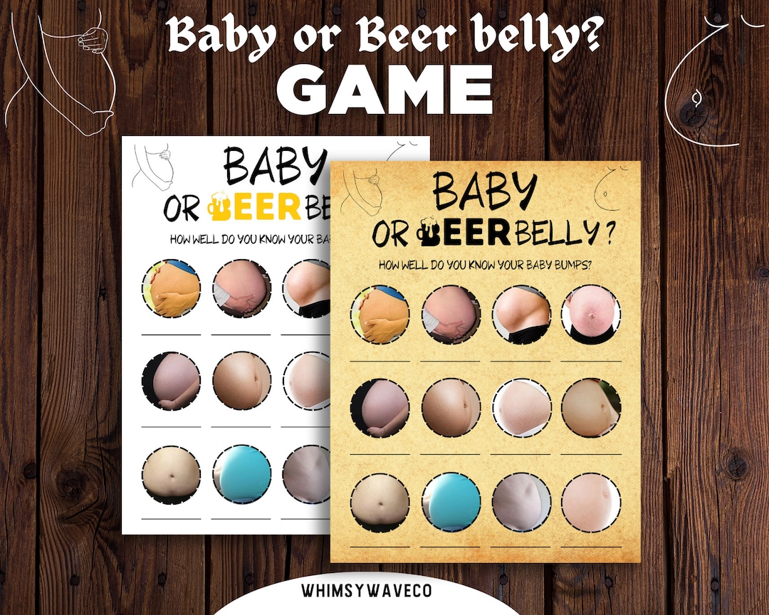 Baby Shower Game Baby Bump Beer Belly Game Pregnant or Beer - Etsy UK