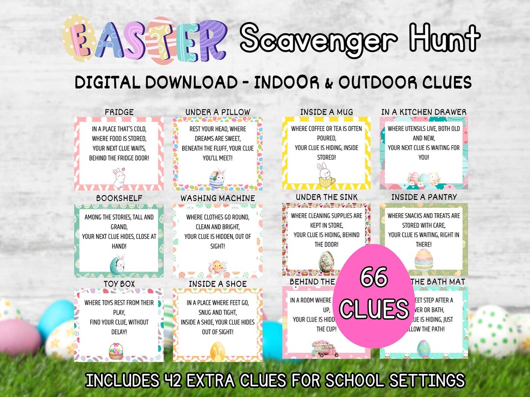Easter Scavenger Hunt for Kids, Indoor Outdoor Easter Game, Treasure ...