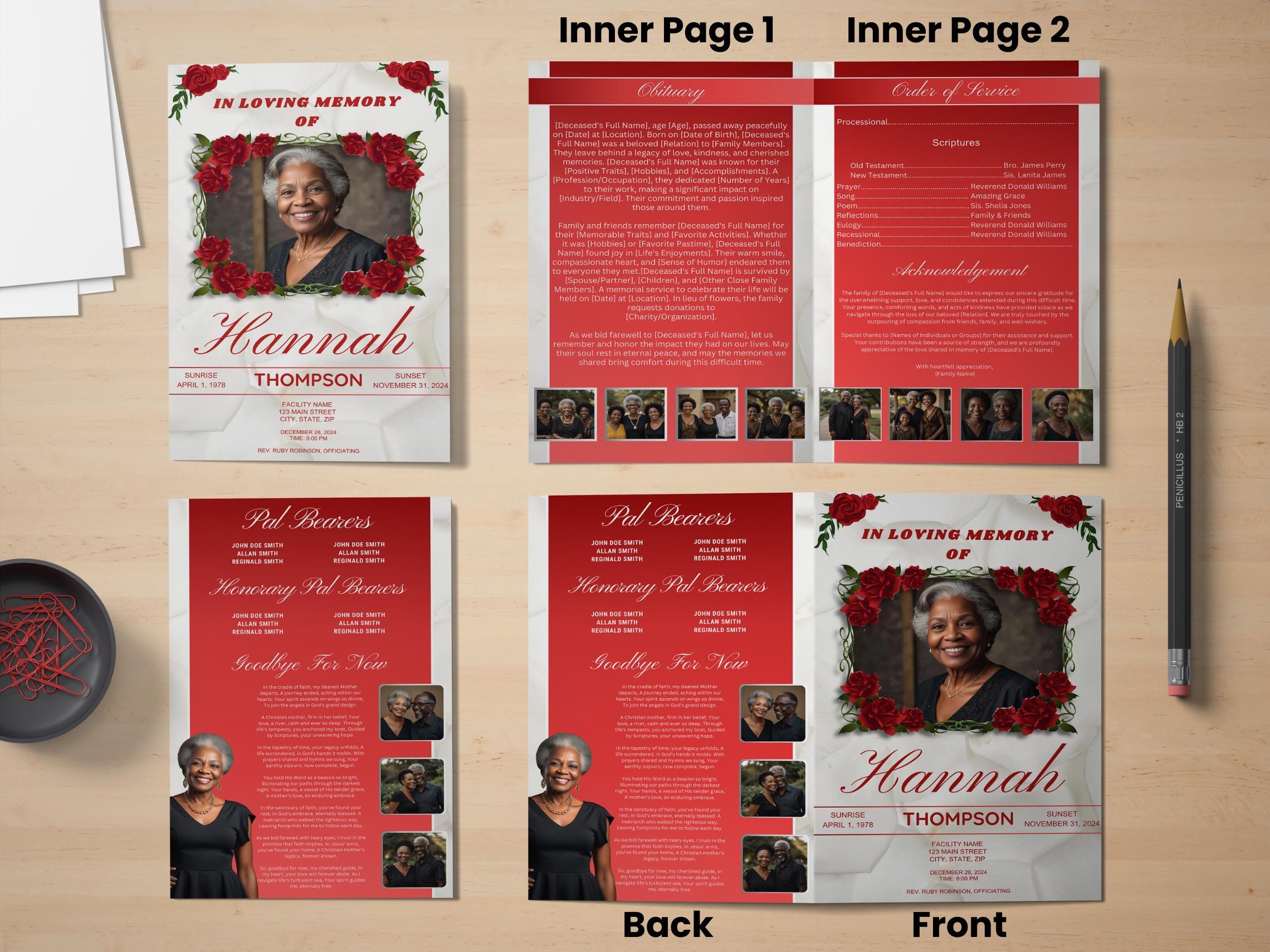 Funeral Program Template | Obituary Template | Instant Download ...