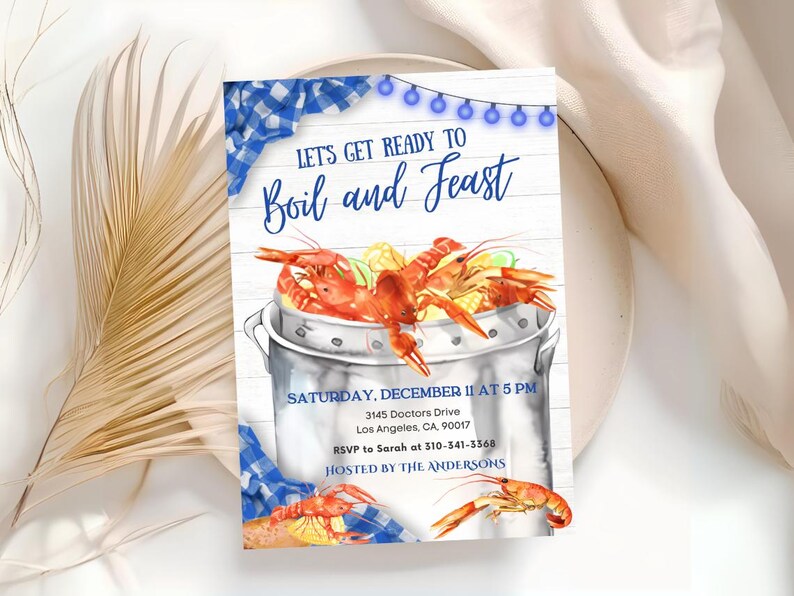 Editable Seafood Boil Party Invitation,crawfish Boil Invite,outdoor ...