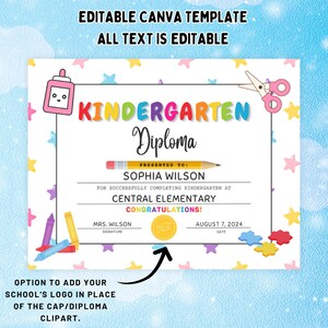 Editable Kindergarten Diploma, Kindergarten Graduation Certificate ...