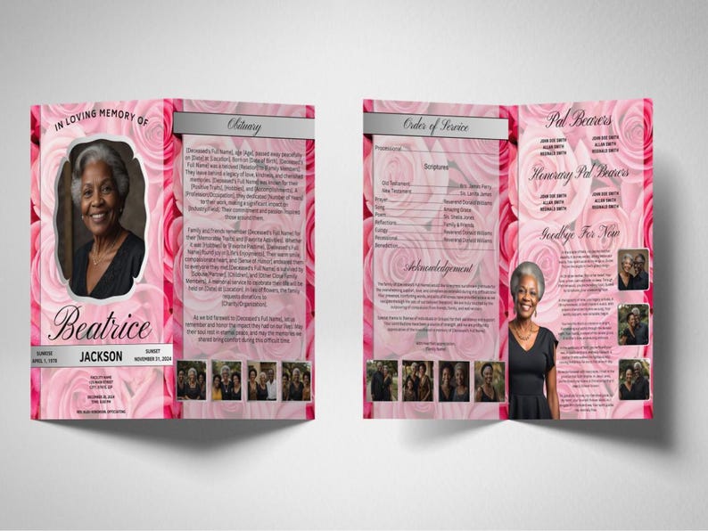 Funeral Program Template | Obituary Template | Instant Download ...