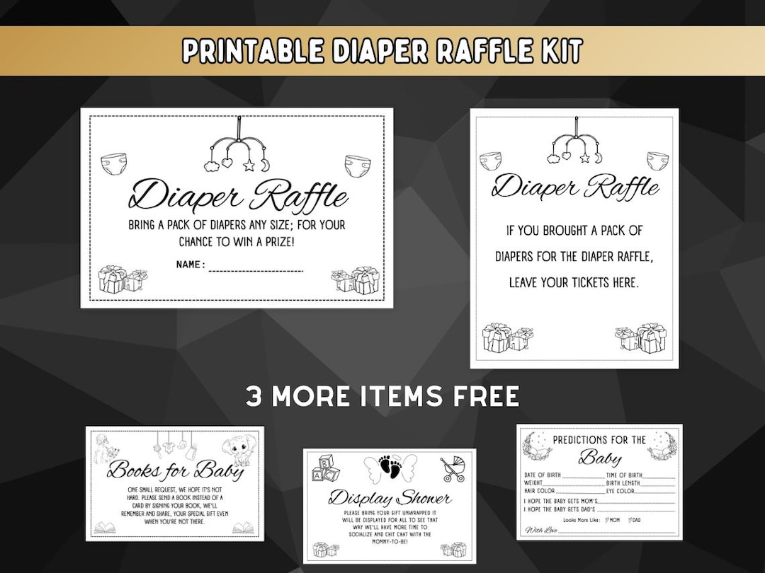 Printable Diaper Raffle Kit, Baby Shower Games, DIY Diaper Raffle ...