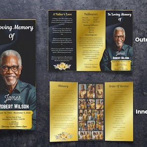 Magazine Style Obituary Program Template for Men/women , Obituary for ...