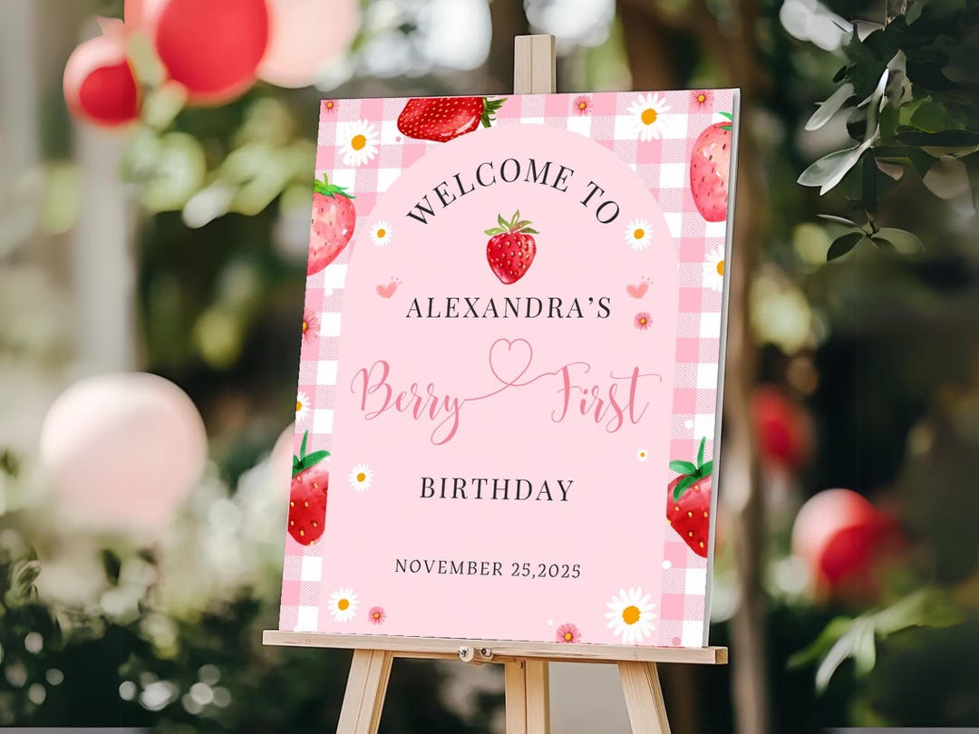 Berry Welcome Sign | Strawberry 1st Birthday Welcome Sign , Strawberry ...